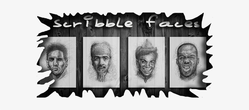 Scribble Faces - Canvas - 600x296 PNG Download - PNGkit