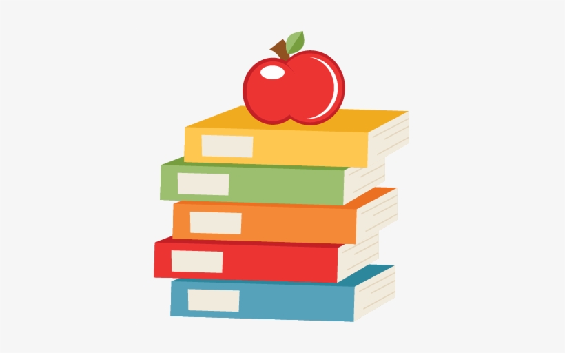 Apple On Books Svg Scrapbook Cut File Cute Clipart - Apple And Books ...