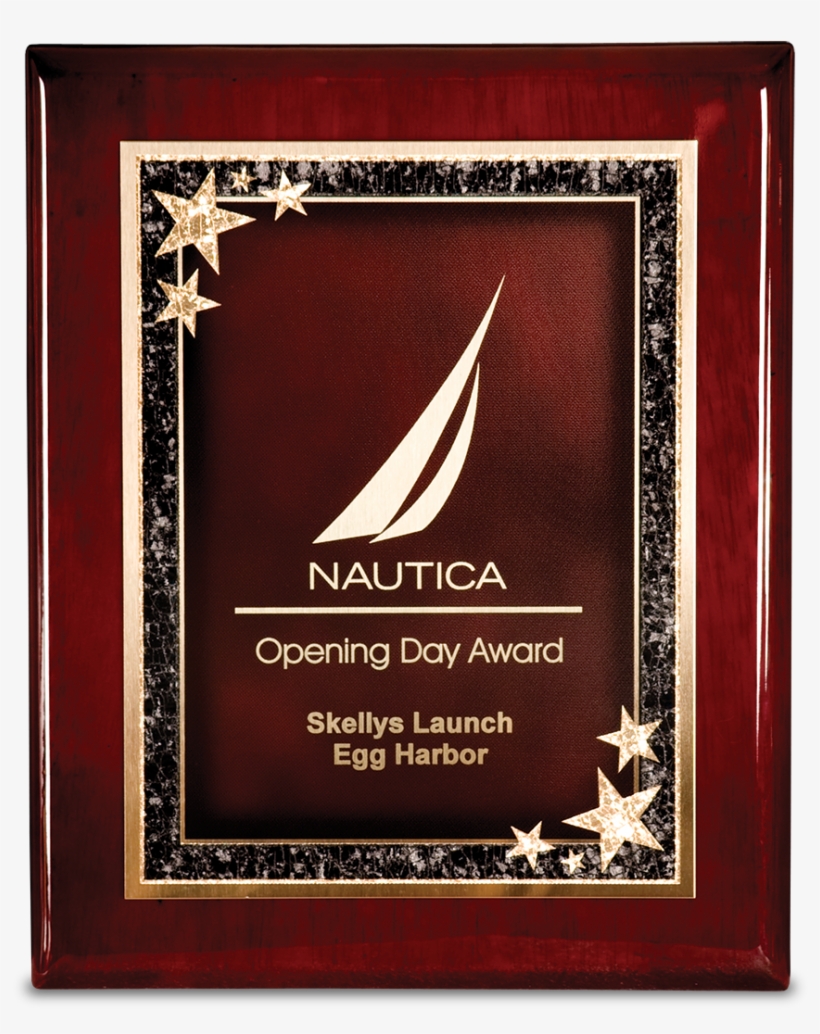 7″ X 9″ Premium Rosewood Finish Plaque With Red Starburst - Beauty ...