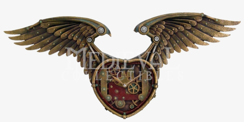 Steampunk Winged Heart Clock - Steampunk Winged Heart Clock Statue Cold ...
