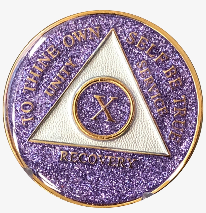 Aa Medallion Purple Glitter Tri-plate Sobriety Chip - Sobriety Coin ...