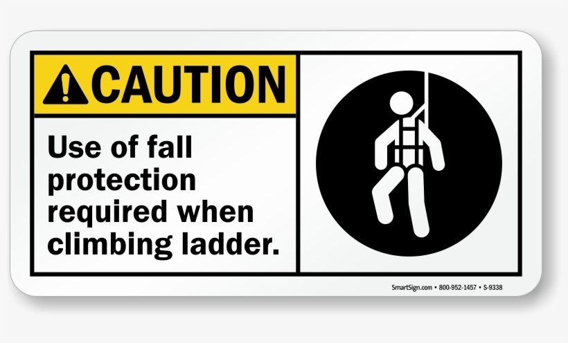 Use Of Fall Protection Required Climbing Ladder Sign - Strong Magnet ...