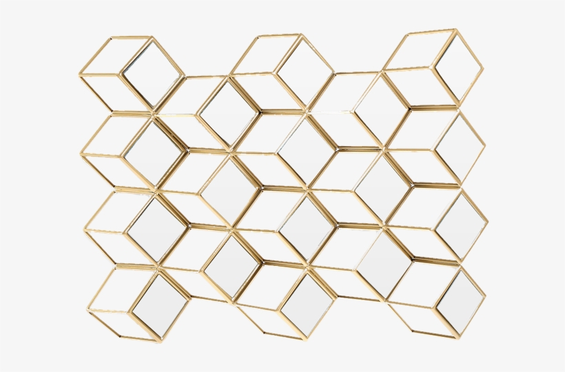 Retro Gold Diamond Grid Wall Mirror - 600x460 PNG Download - PNGkit