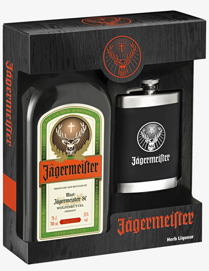 Germeister Liqueur & Hip Flask Pack 700ml - Jagermeister Pack ...