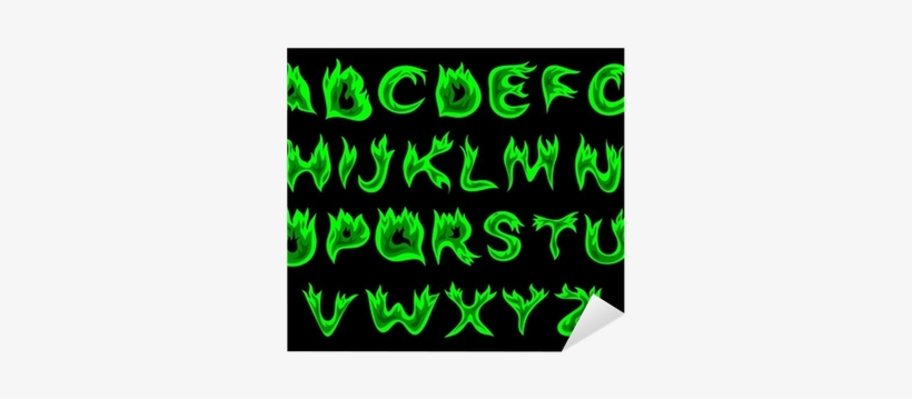 Vector Green Flame Alphabet On A Black Background Sticker - Flame Font ...