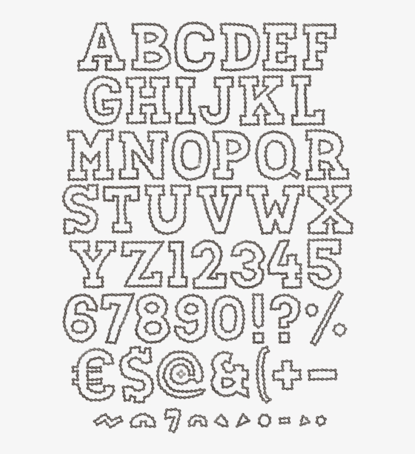 Outline Chain Handmade Font - Transparent Outline White Alphabet Png ...
