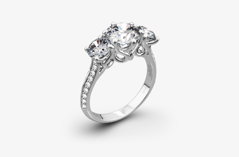 Download Transparent 3 Stone Ring - 3 Stone 2 Ct Near White Moissanite ...