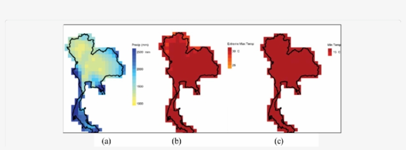 Climate Map Of Thailand , Maximum Temperature (b), - Atlas - 850x273 ...