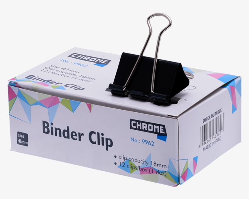 Chrome Binder Clip 41mm - Chrome 9964 - Black Metal Binder Clips 25mm ...