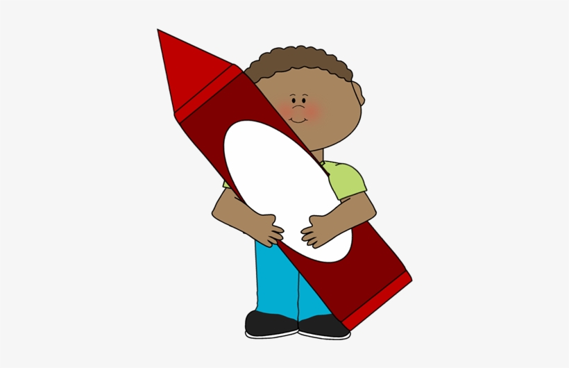Boy Holding Crayon - Clip Art - 370x450 PNG Download - PNGkit