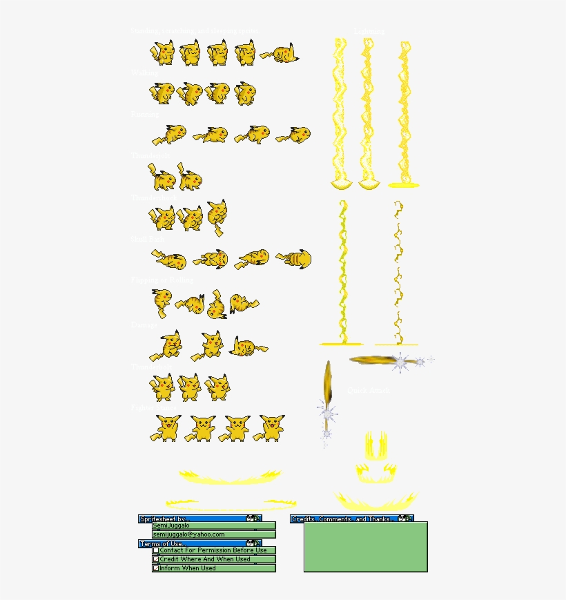 Pikachu Db Sprites - Pikachu Sprite Sheet - 440x789 PNG Download - PNGkit