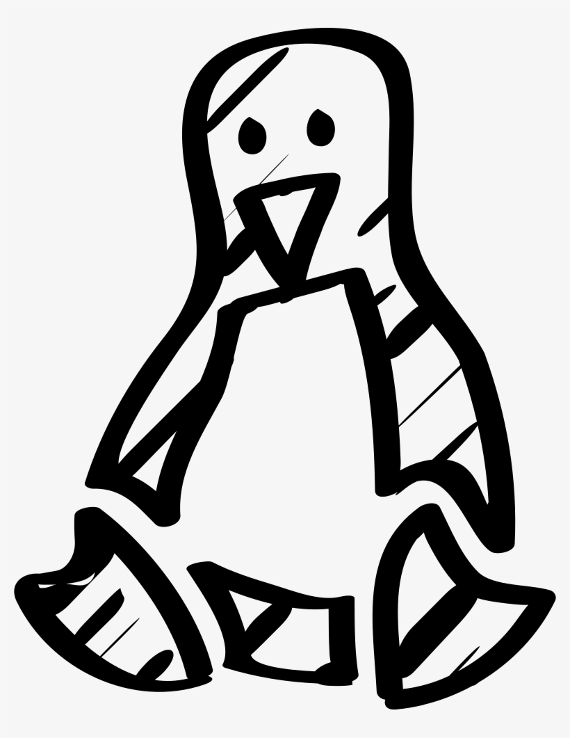 Linux Penguin Sketched Logo Outline Comments - Gnu/linux - 780x981 PNG ...