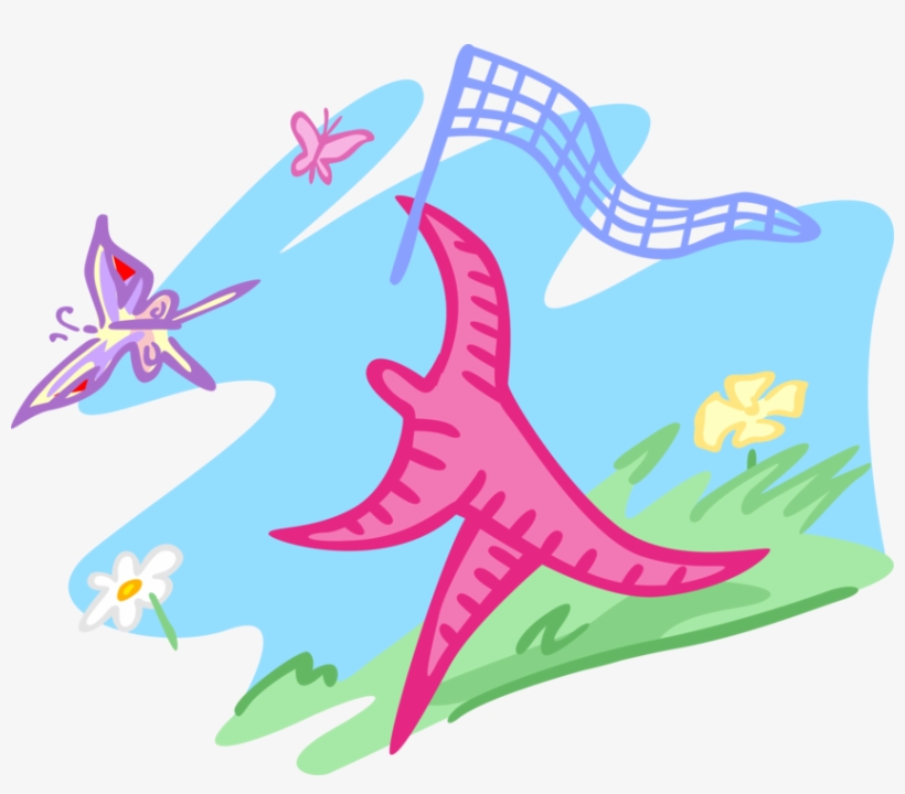 Vector Illustration Of Chasing Butterflies With Butterfly - 844x700 PNG ...