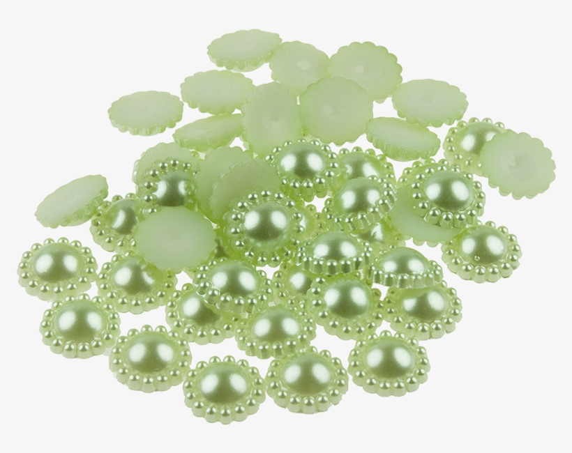 50 Green Flower Shape Flat Back Pearl 12mm - Flower - 800x800 PNG ...