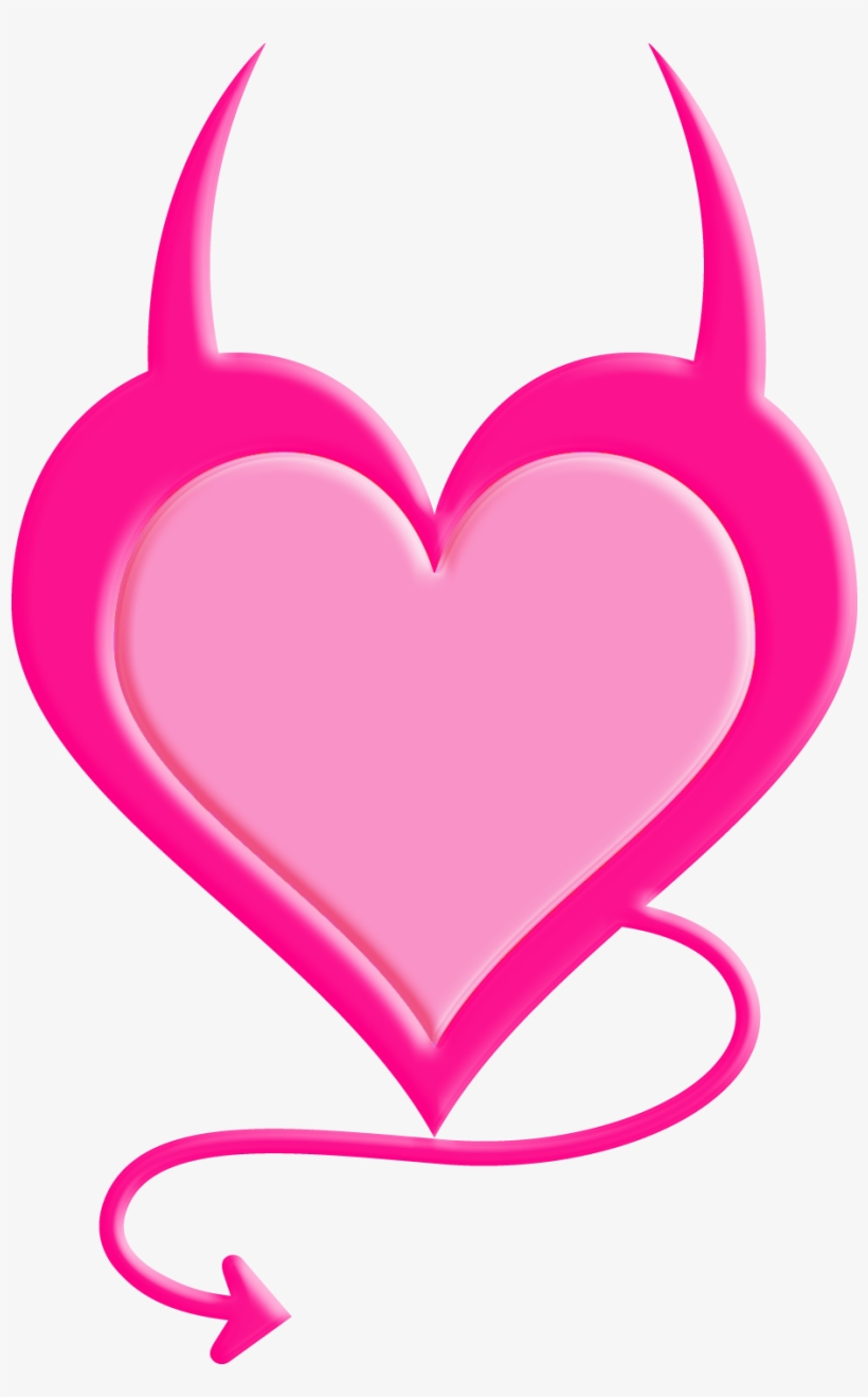 Pink Devil Heart - 971x1456 PNG Download - PNGkit
