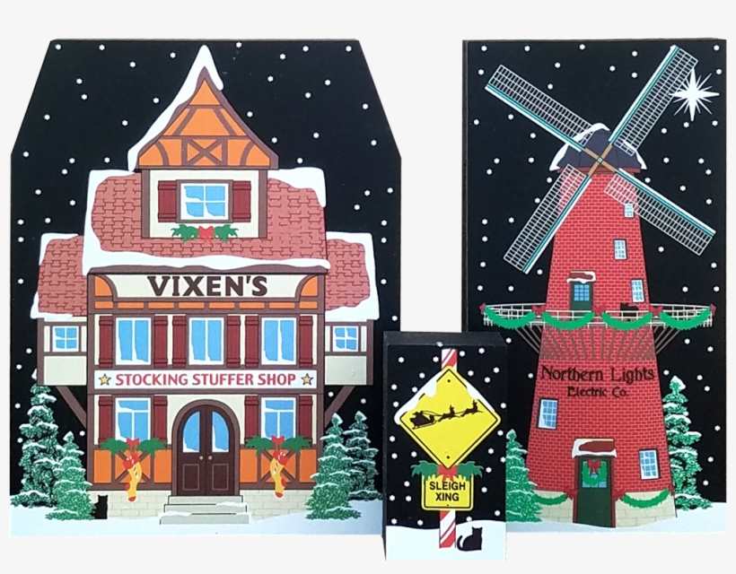 It Even Has Glittery Snow - Cats Meow Village Sleigh Crossing Sign ...