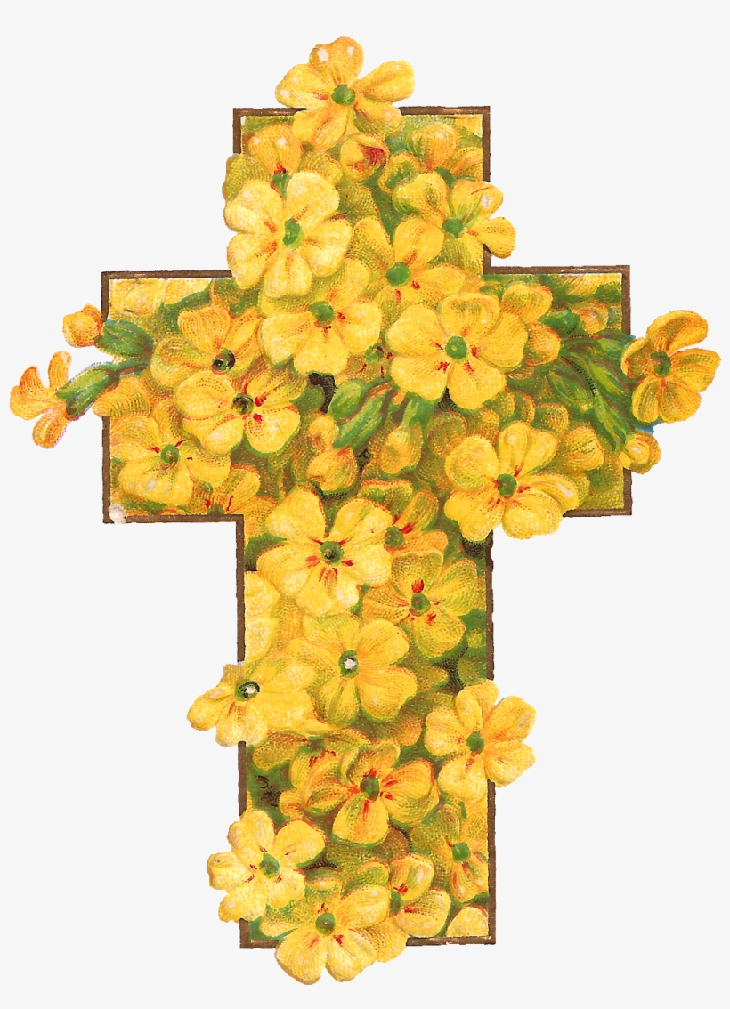 Cross Flowers Cliparts - Cross With Yellow Flowers - 1165x1494 PNG ...