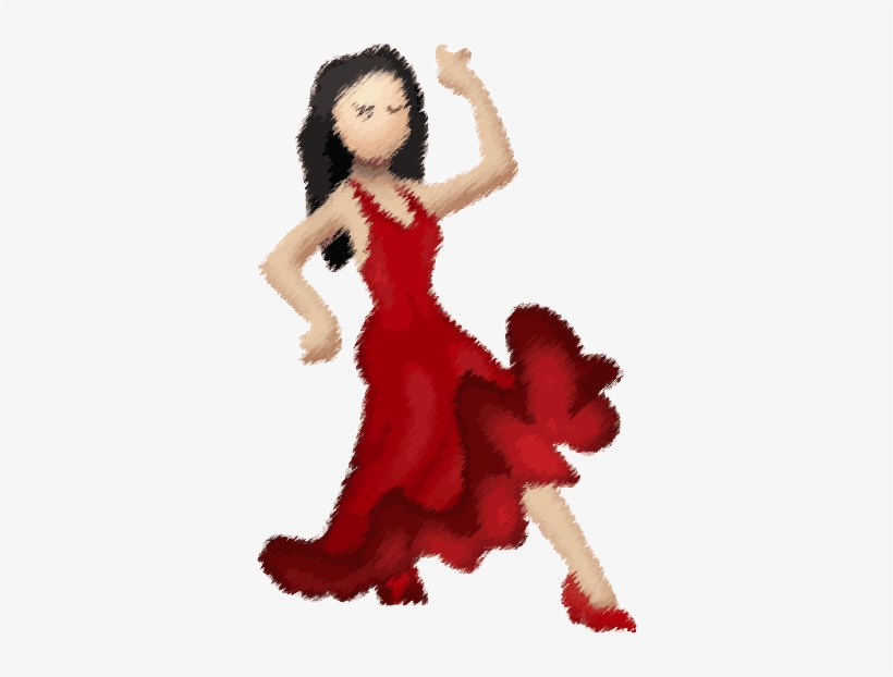 A Pale Skinned, Dancer With Black Hair And A Red Dress - Dance Emoji ...