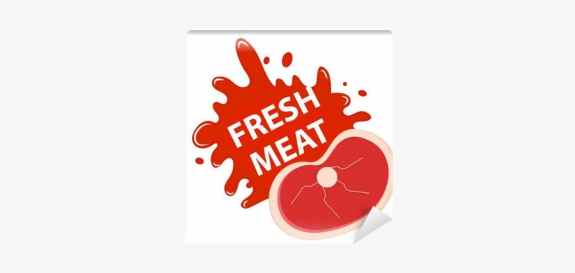 Download Transparent Fresh Meat Emblem Sticker Isolated On White ...