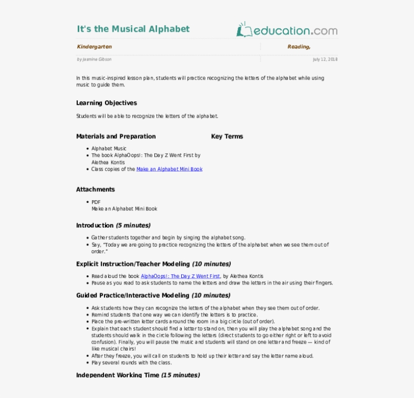 It's The Musical Alphabet - Lesson Plan In Social Studies - 557x731 PNG ...