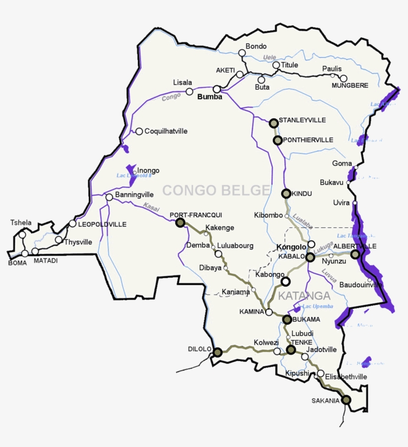 Congo Spoorwegen - Democratic Republic Of The Congo Railway Map ...