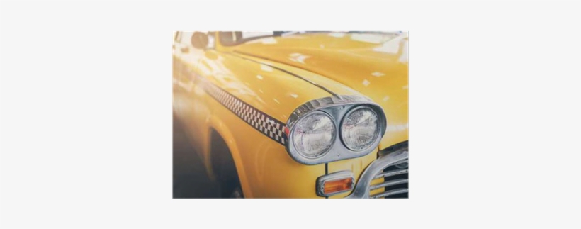 Close Up Headlight Of Yellow Retro Classic Car Poster - Car - 400x400 ...