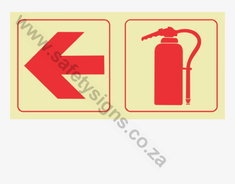 Arrow Left & Fire Extinguisher Photoluminescent Sign - Fire Hose ...