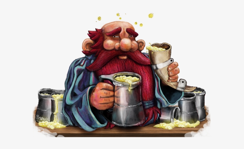 Dwarf With Mugs - Dwarf Beer Art - 600x443 PNG Download - PNGkit