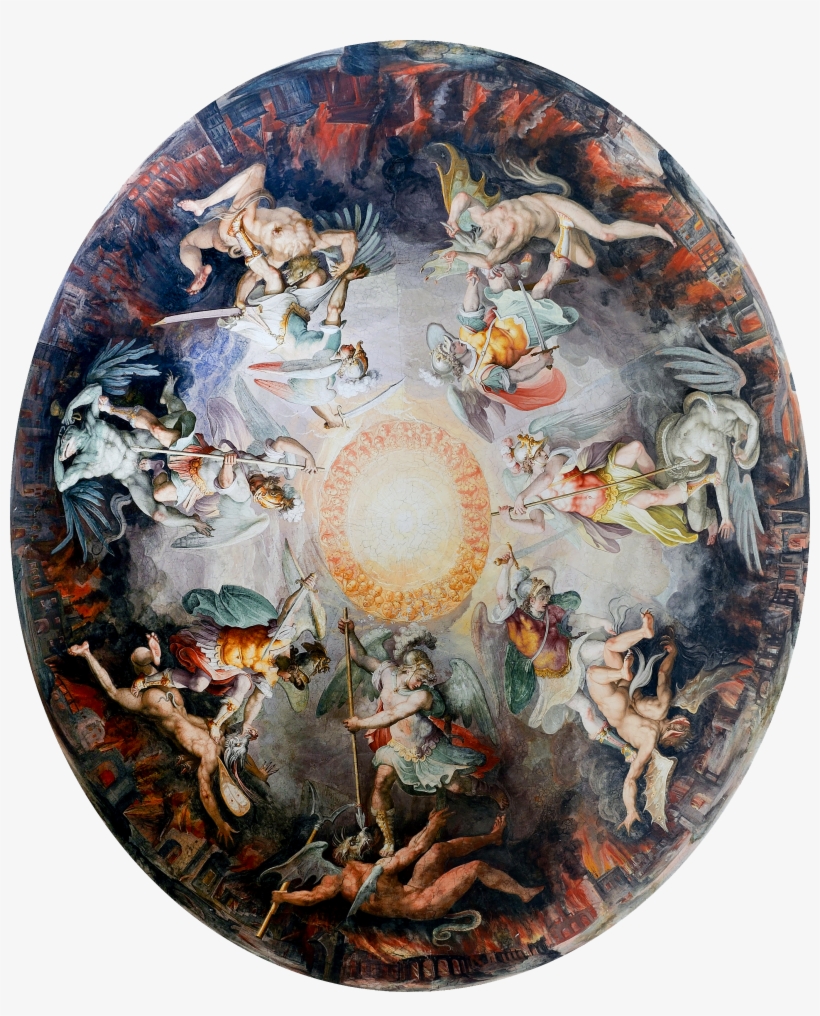 Ceiling Painted Dome Cupola Angels Fighting Demons - 2727x3246 PNG ...