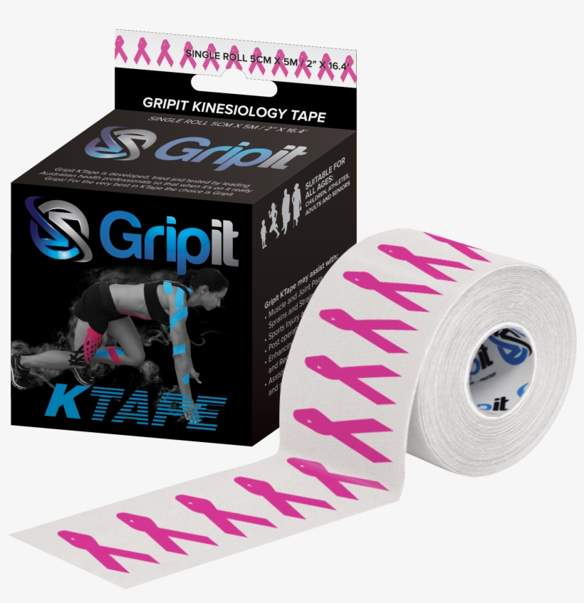 Gripit 50mm X 5m Ktape- Pink Ribbon Special Edition - Gripit - Knee Pre ...