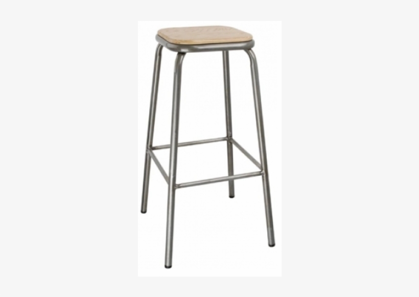 Bolero Galvanised Steel High Stool With Wooden Seatpad - 500x500 PNG ...