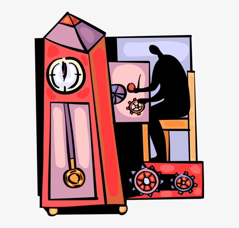 Vector Illustration Of Watch And Clockmaker Works On - 581x700 PNG ...
