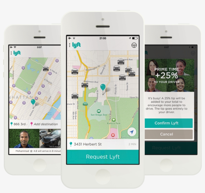 Lesson On Mobile Navigation - Lyft App Design - 900x801 PNG Download ...