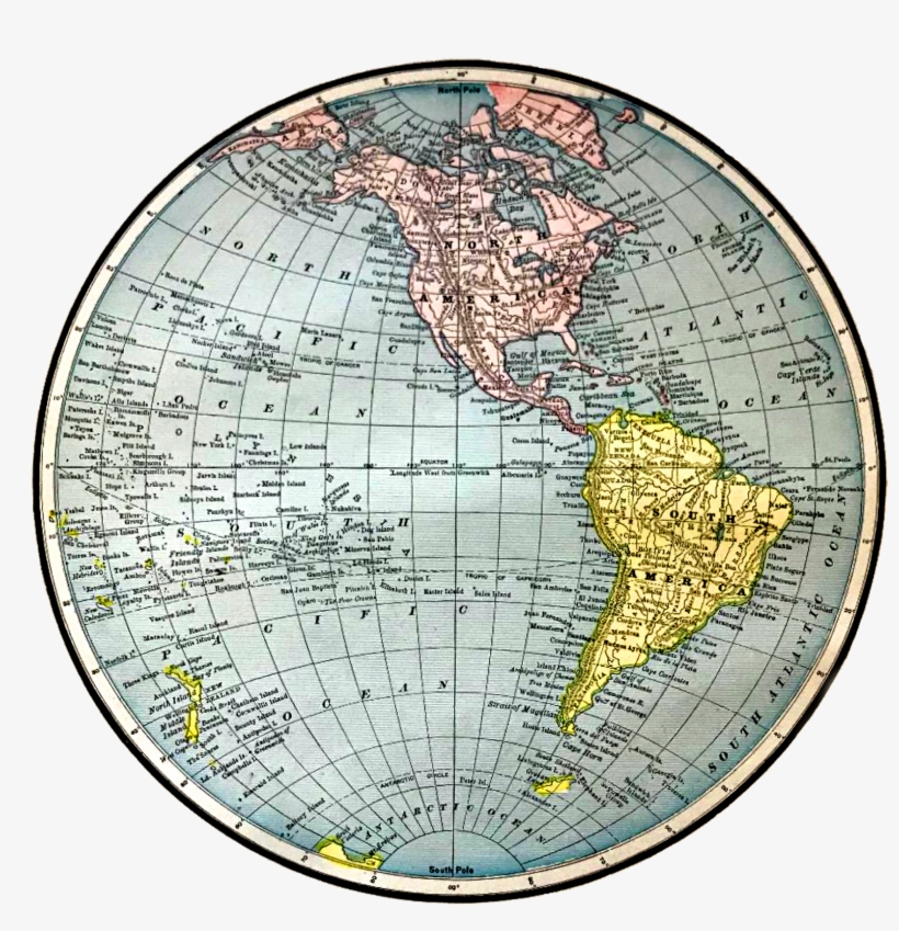 Vintage Round Map Clip Art Downloads Png - Hemisphere Of The World ...