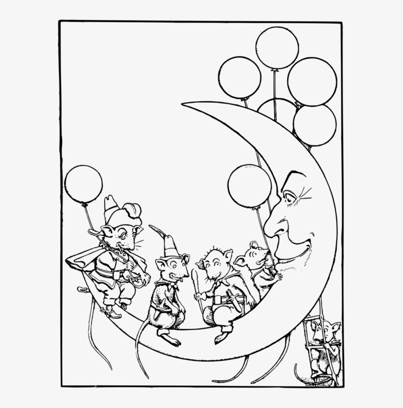 Computer Mouse Black And White Mammal Moon - Moon With Mouse Clipart ...