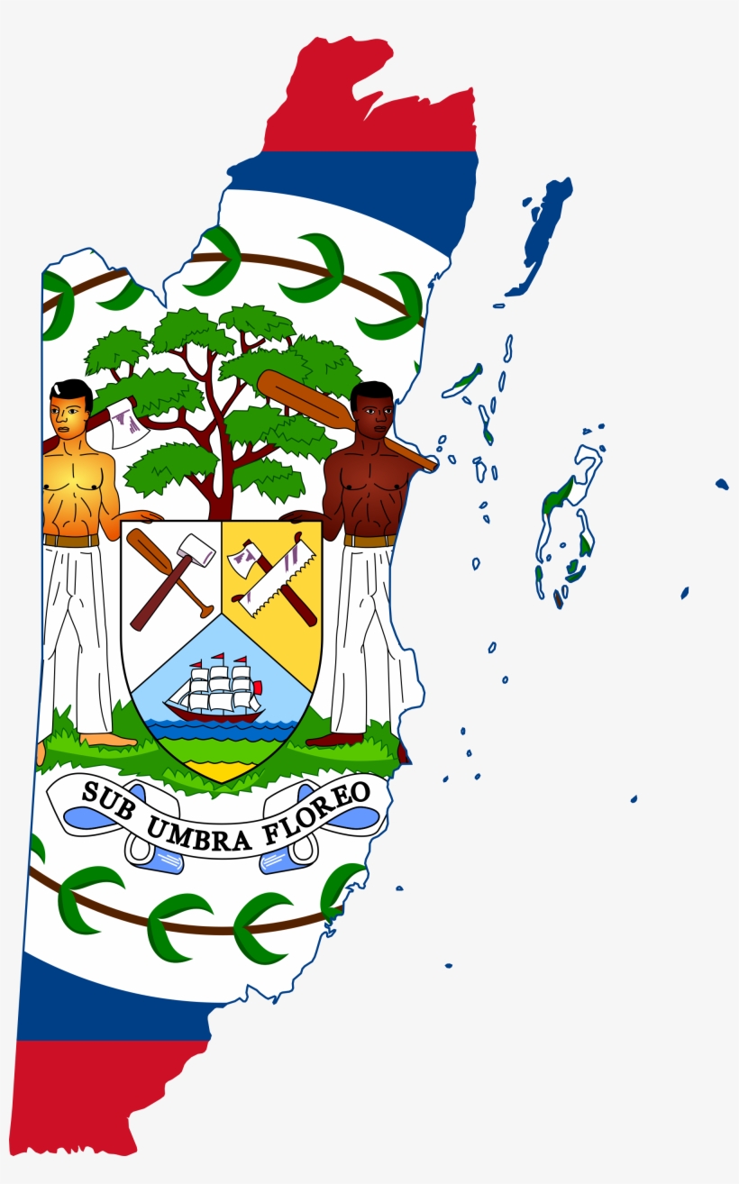 Flag-map Of Belize Map Of Belize, Mesoamerican, Caribbean - Belize Flag ...