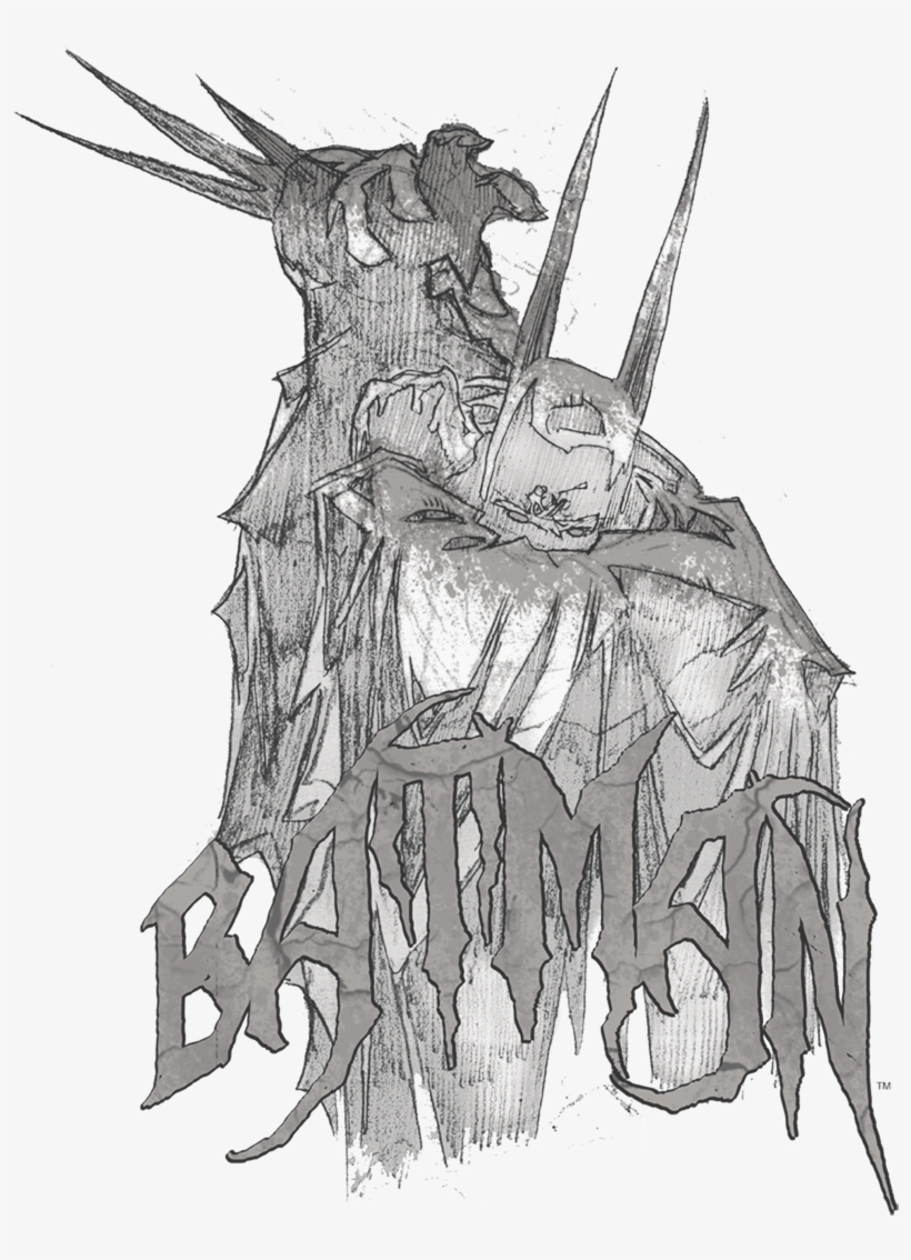 Batman Scary Right Hand Men's V Neck T Shirt - Sketch - 850x1080 PNG ...