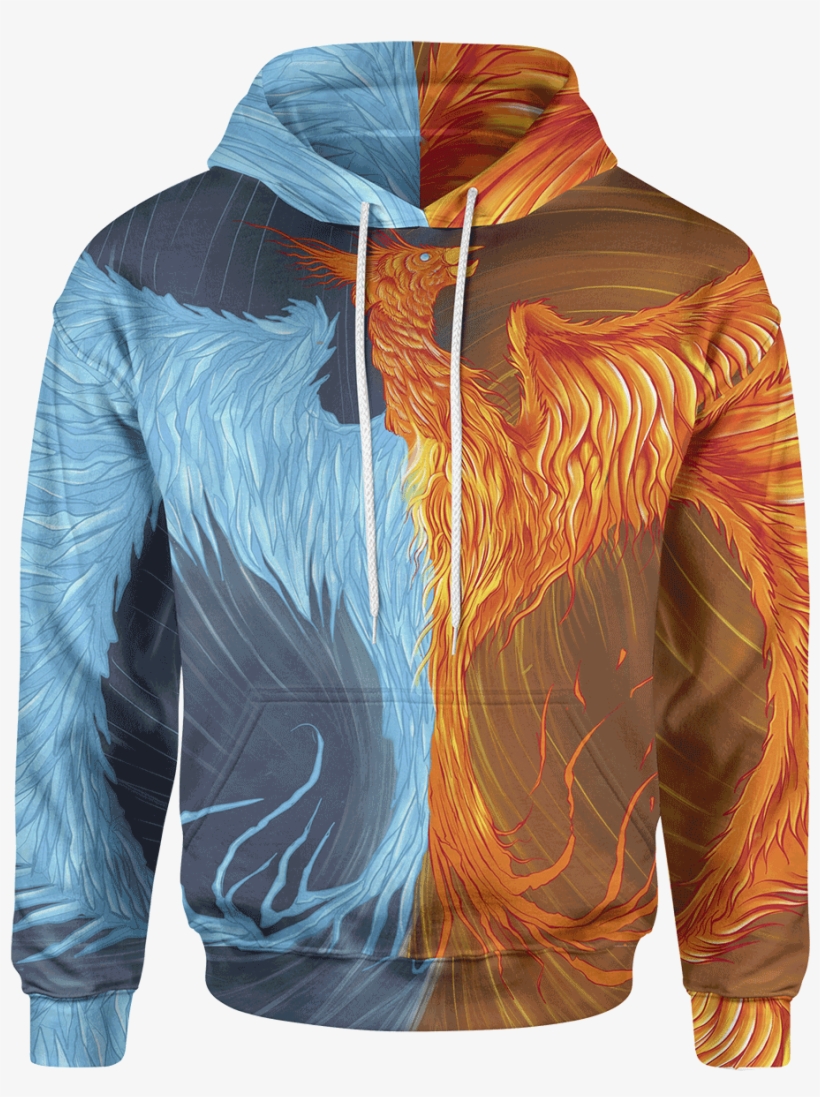 Fire & Ice Phoenix Unisex Hoodie - Phoenix Ice Fire - 1200x1200 PNG ...