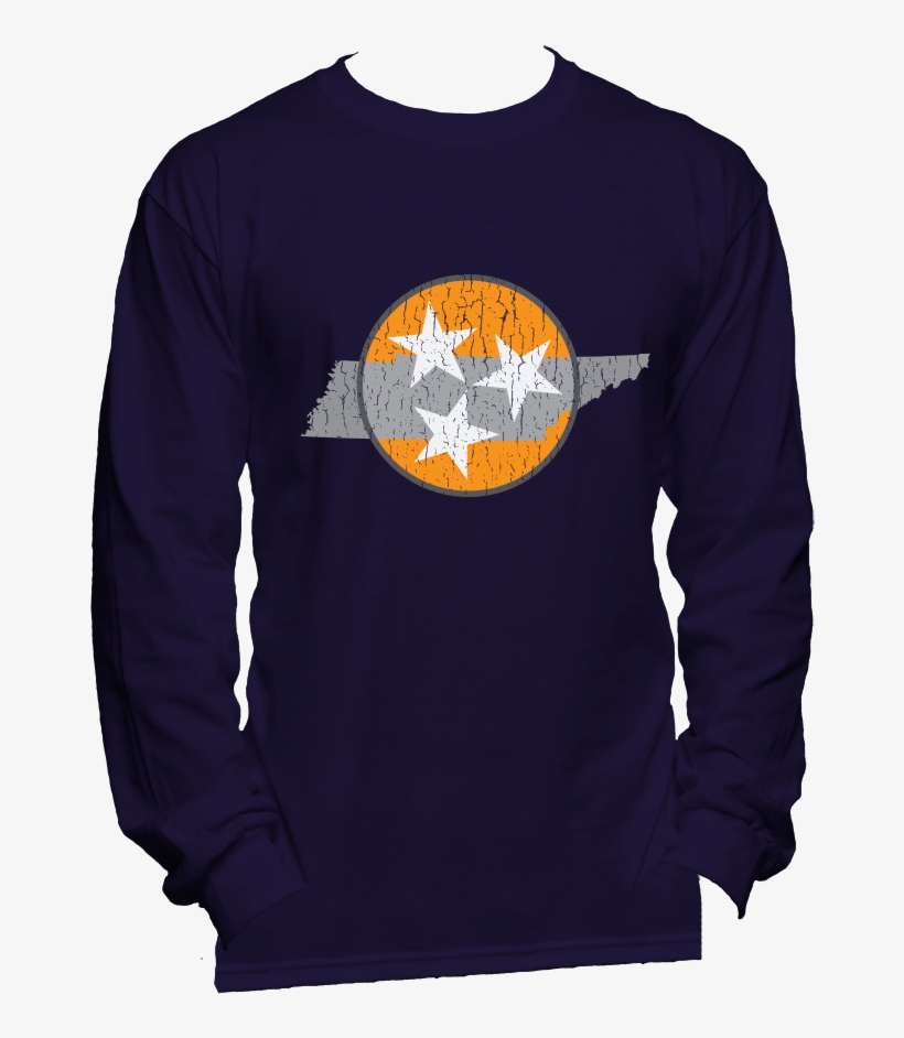 Tri Star Orange Mens Long Sleeve T Shirt - Navy Blue Long Sleeve Tee ...