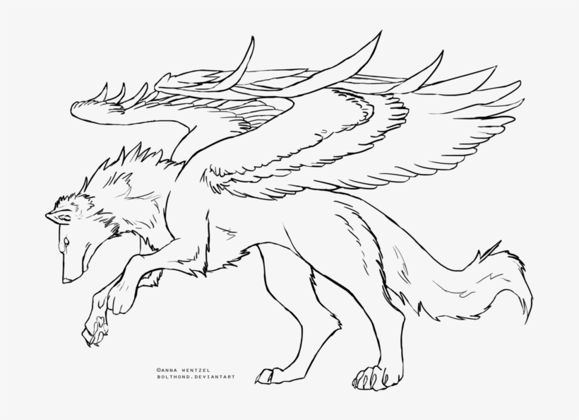 Winged Wolves Coloring Pages