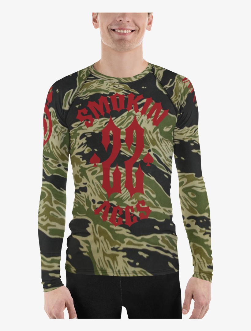 22 Smokin Aces Tiger Stripe Camo Men's Rash Guard - Rash Guard ...