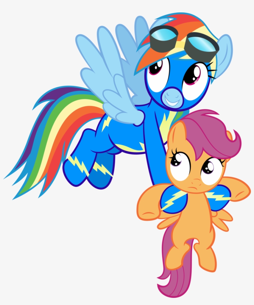 Scootaloo And Rainbow Dash Flying