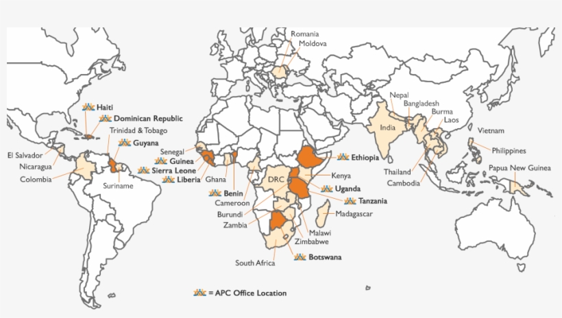 Map Showing Apc Country Offices And Other Countries - World Map Aqua ...