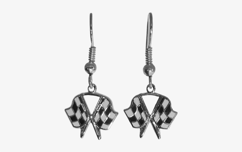Silver Crossed Checkered Flag Earrings - Earrings - 384x480 PNG ...