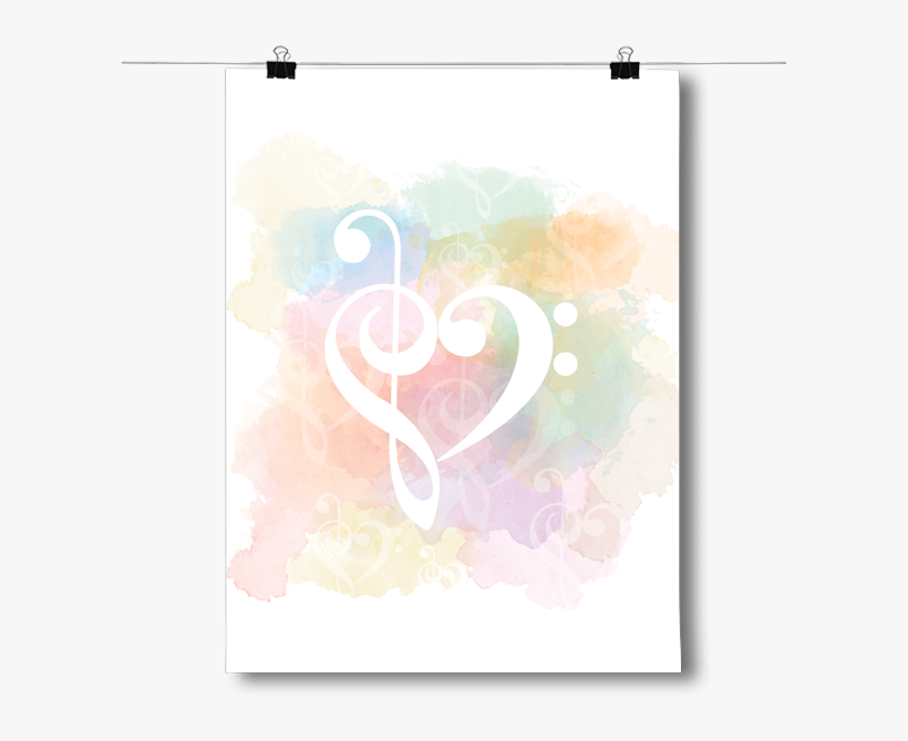 Treble Clef - Inspired Posters Treble Clef - Bass Clef Heart Poster ...
