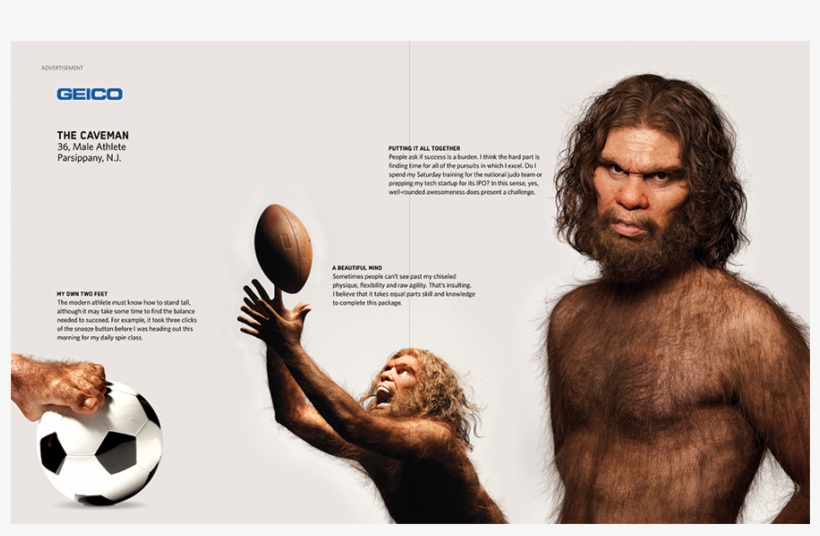 The Work - Geico Caveman Magazine Ad - 1080x640 PNG Download - PNGkit