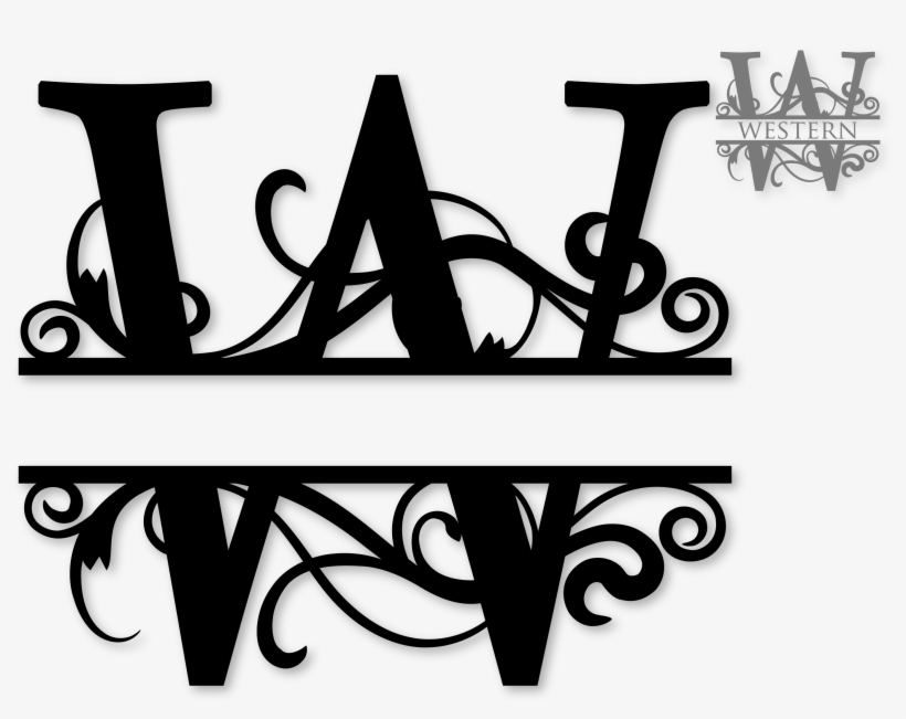 Clip Art Transparent Stock Clipart Monogram Letters - Split Letter ...