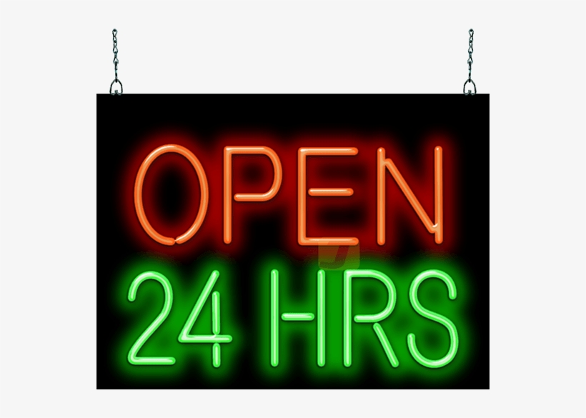 Download Transparent Open 24 Hours Neon Sign - PNGkit