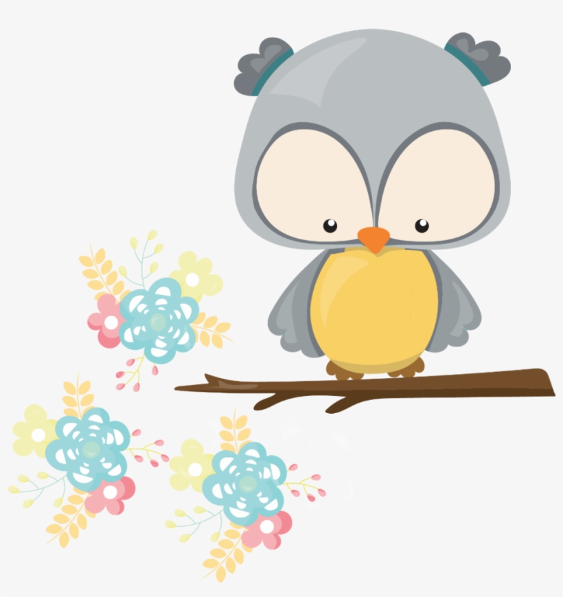 Buho Kawaii Cute Flores Buho-celeste - Owl - 1024x1024 PNG Download ...