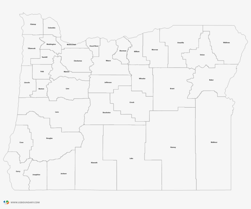 Oregon Counties Outline Map - Diagram - 1584x1123 PNG Download - PNGkit